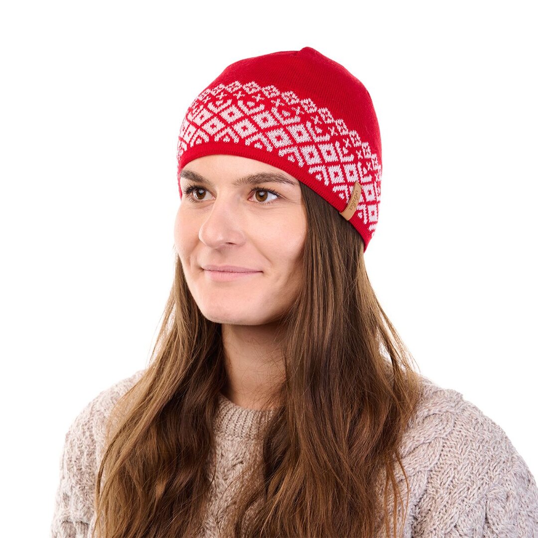 Vlnená čiapka Vlnka V27 červená - Ovečkárna.sk