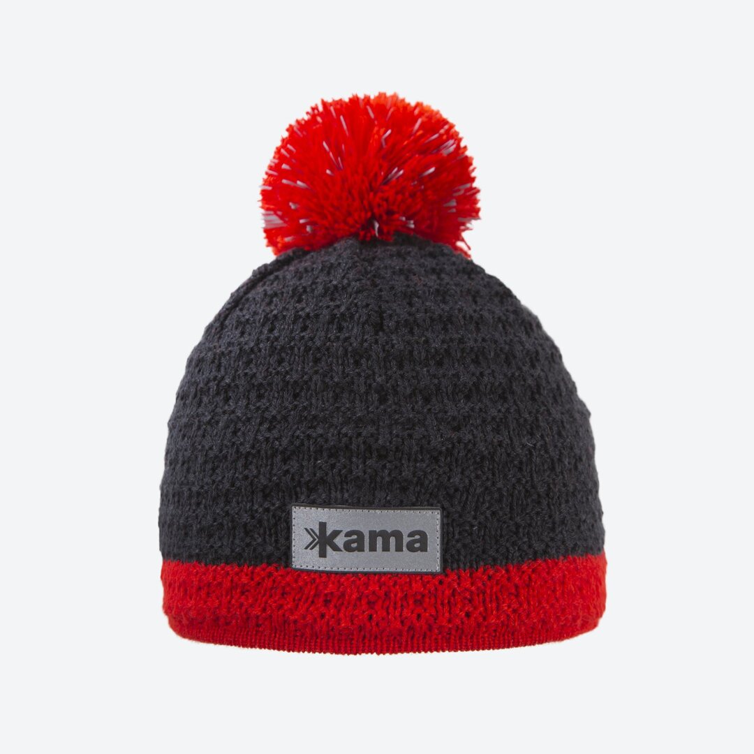 Kids knitted merino cap KAMA B71 - Dark Gray - Woolville.com
