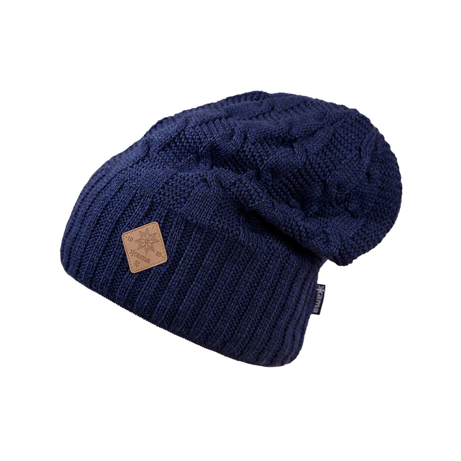 Knitted merino cap KAMA A107 - Dark Blue / Navy - Woolville.com