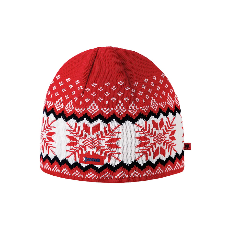Knitted merino cap KAMA A137 - Red - Woolville.com