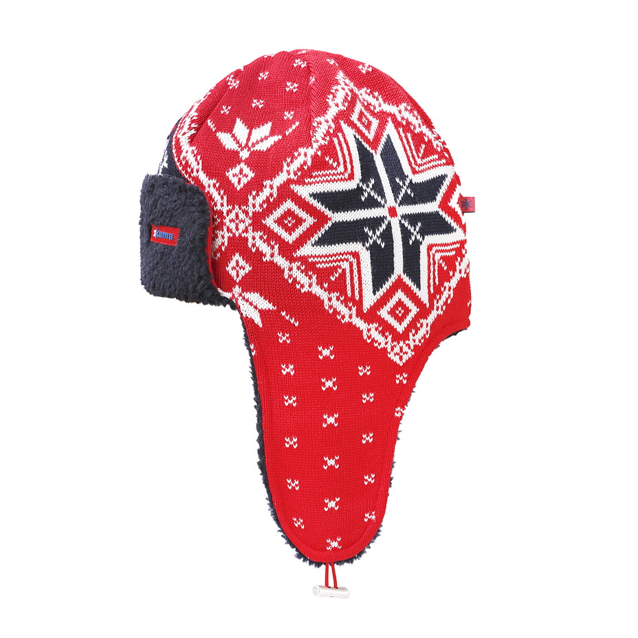 KNITTED MERINO CAP KAMA A145 - Red - Woolville.com